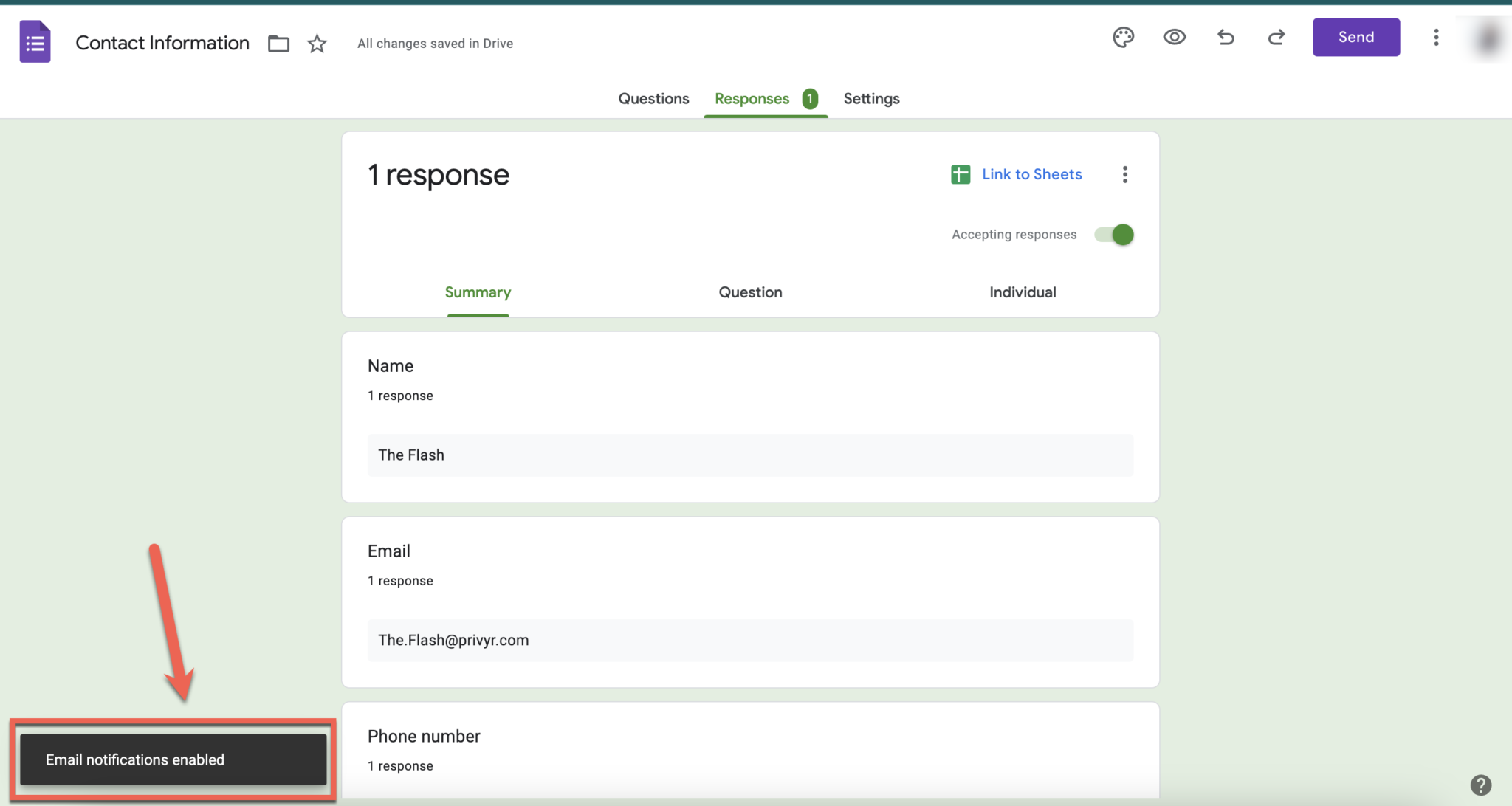 How to get a notification when a Google Form is submitted